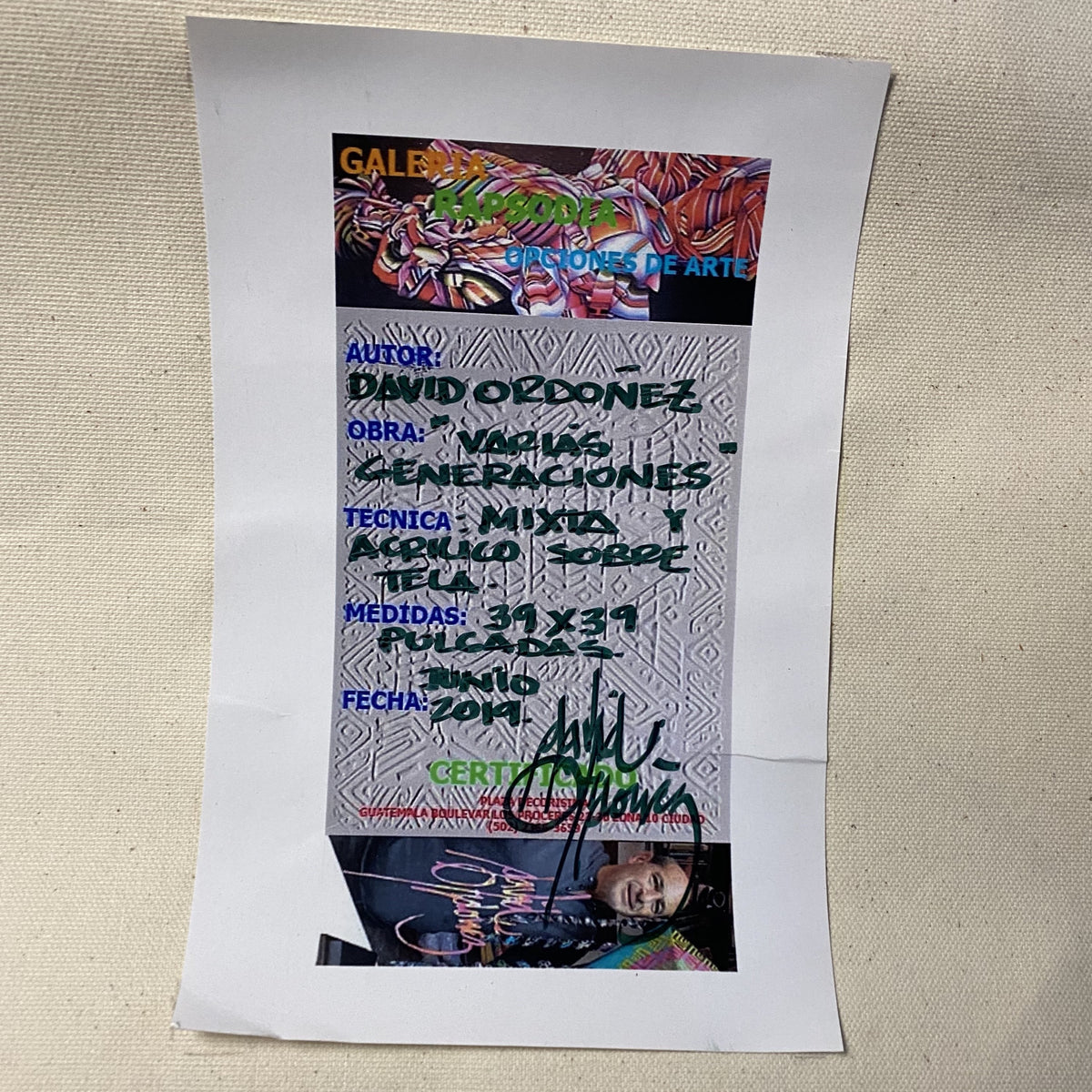 David Ordoñez Lacayo Several Generations – Mercado369